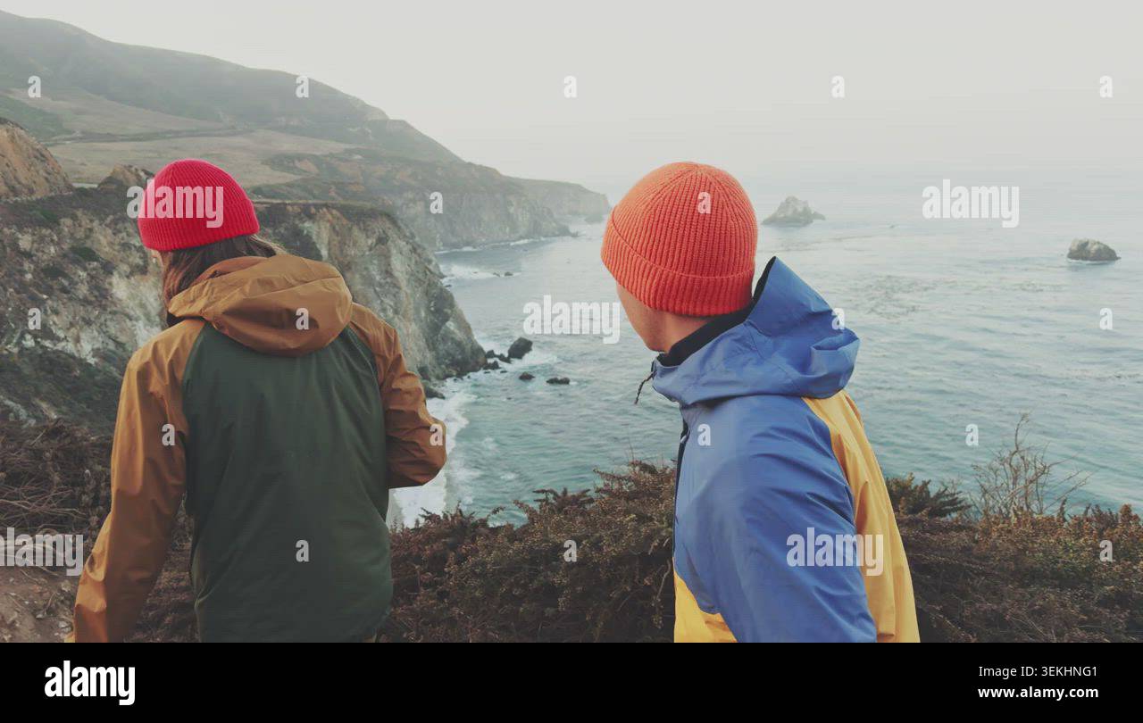 Friends stand together Big Sur California Stock Video Footage - Alamy