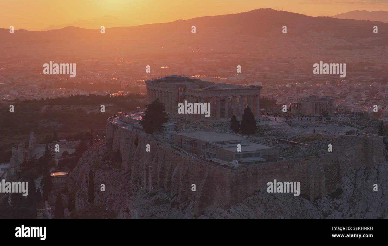 Golden sunset over acropolis and parthenon in athens Stock Video ...