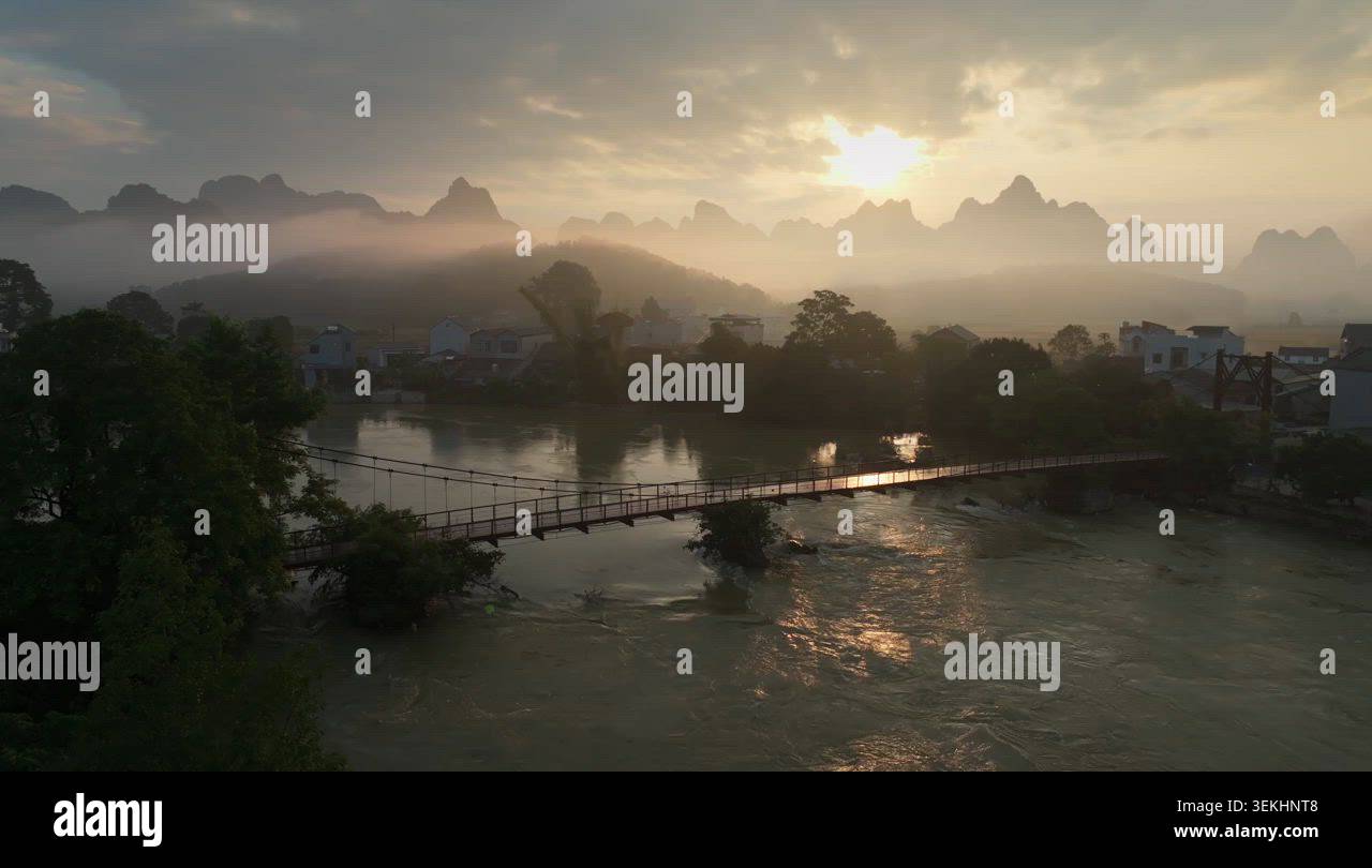 Sunset river and bridge Stock Video Footage - Alamy