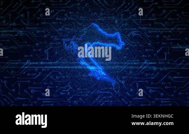4K Resolution, Croatia Country Digital Electric Futuristic Technology ...