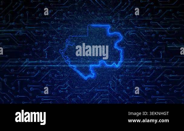 4K Resolution, Gabon Country Digital Electric Futuristic Technology Map ...