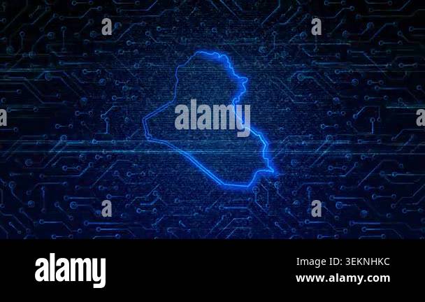 4K Resolution, Iraq Country Digital Electric Futuristic Technology Map ...