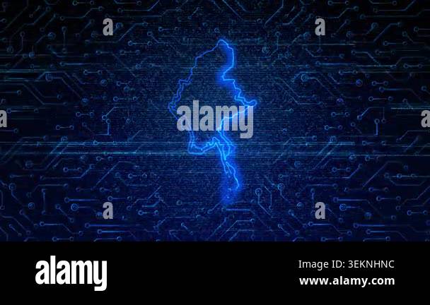 4K Resolution, Myanmar Country Digital Electric Futuristic Technology ...