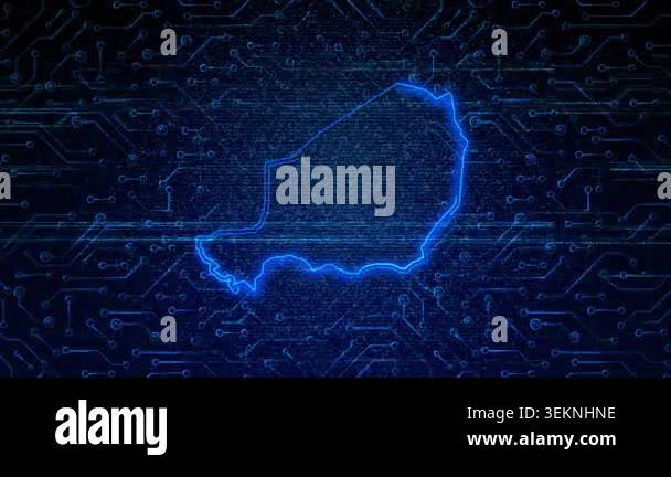 4K Resolution, Niger Country Digital Electric Futuristic Technology Map ...