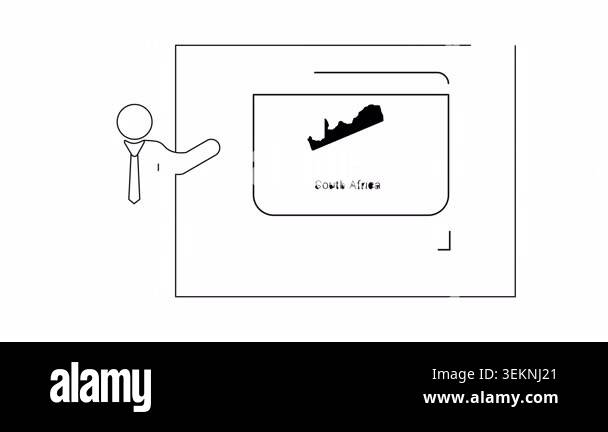 A simple line drawing shows a person in a suit pointing towards a ...