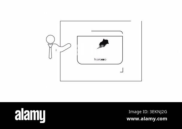A simple line drawing shows a business person pointing to a computer ...
