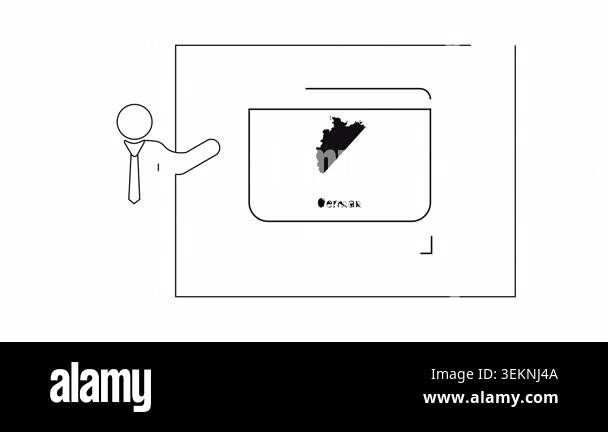 A simple line drawing shows a person in a suit pointing to a computer ...