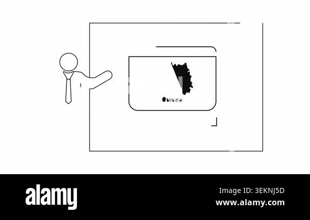 A simple line drawing shows a person in a suit pointing to a computer ...