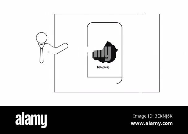 A simple line drawing shows a person pointing to a smartphone ...