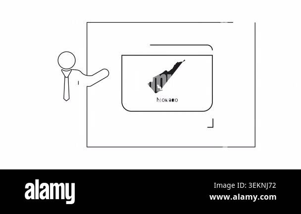 A simple line drawing of a person standing next to a computer screen ...