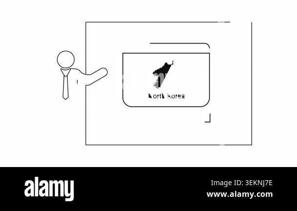 A simple line drawing of a man standing next to a large screen ...