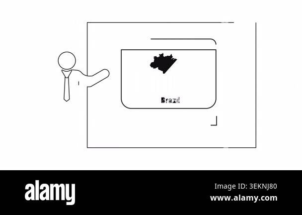 A simple line drawing of a person standing next to a computer screen ...