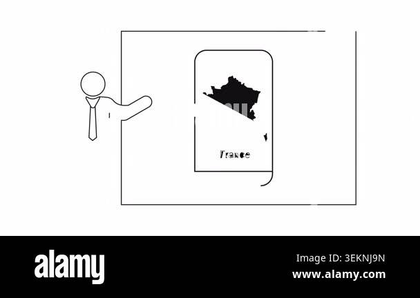A simple line drawing shows a person standing next to a screen ...