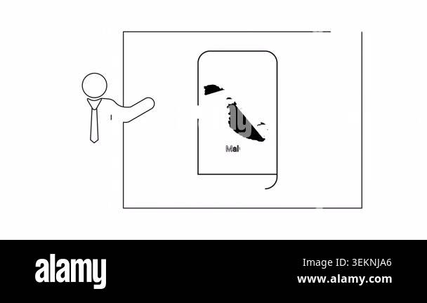 A simple line drawing of a person gesturing towards a screen displaying ...