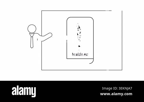 A simple line drawing shows a person in a suit pointing towards a ...