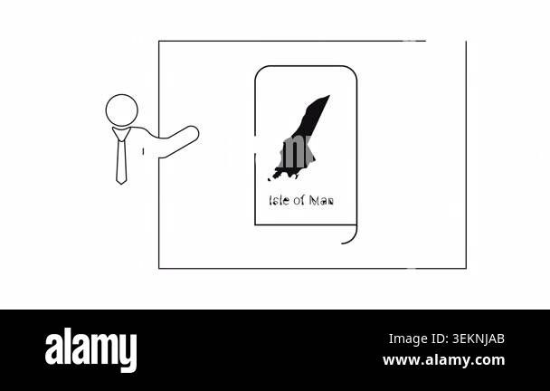 Outline of a person presenting a digital screen displaying the map of ...