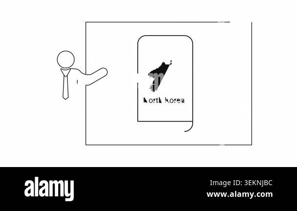 A simple line drawing shows a business person gesturing towards a ...