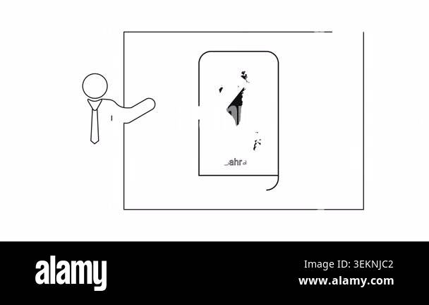 A simple line drawing shows a person pointing towards a screen ...