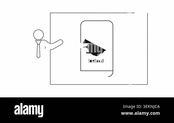 A simple line drawing shows a person in a suit pointing towards a large ...