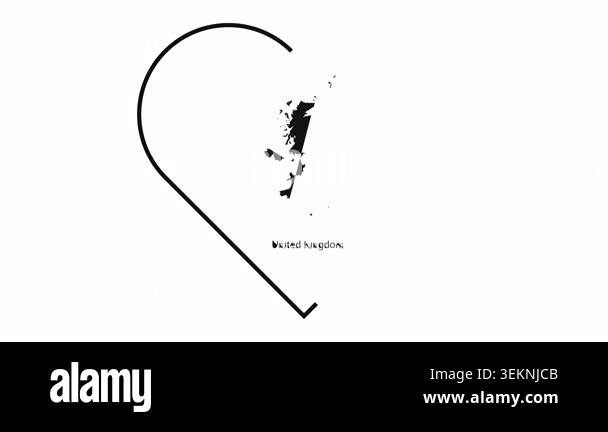 A simple black and white graphic featuring a heart outline with the map ...