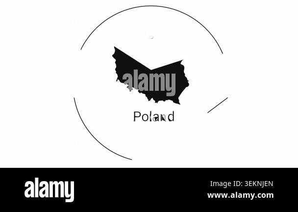 A black silhouette of the map of Poland is displayed centrally ...