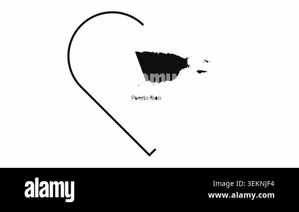 A simple black and white graphic featuring the outline of Puerto Rico ...