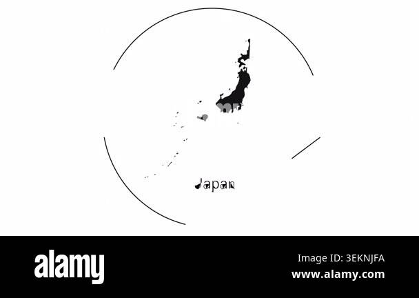 A minimalist black and white graphic featuring the map of Japan within ...