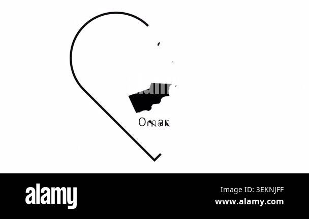 A simple graphic design featuring the map of Oman inside a heart shape ...
