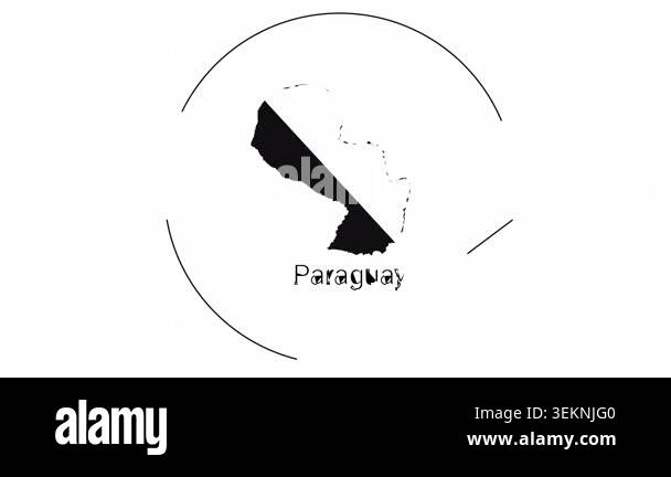 A black silhouette of the map of Paraguay is displayed centrally ...