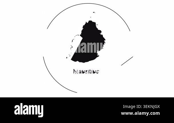 A black silhouette of the island of Mauritius is displayed centrally ...