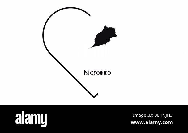 A simple black and white graphic featuring the map of Morocco outlined ...