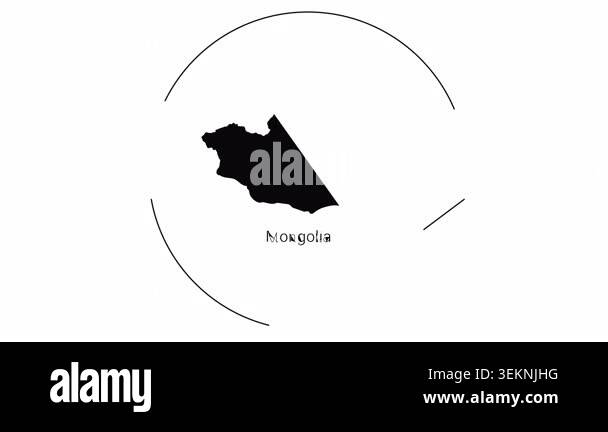 A black silhouette of the map of Mongolia is displayed centrally ...