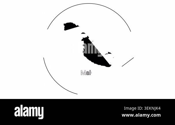 A black silhouette of the island nation of Malta is centered within a ...