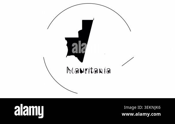 A black silhouette of the map of Mauritania, with the country name ...