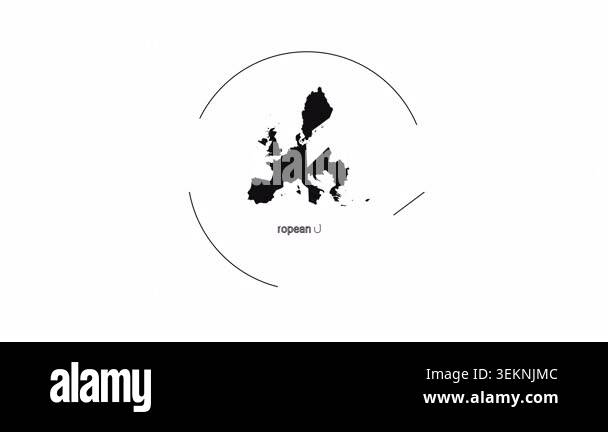 A black silhouette of the European Union map is displayed within a ...