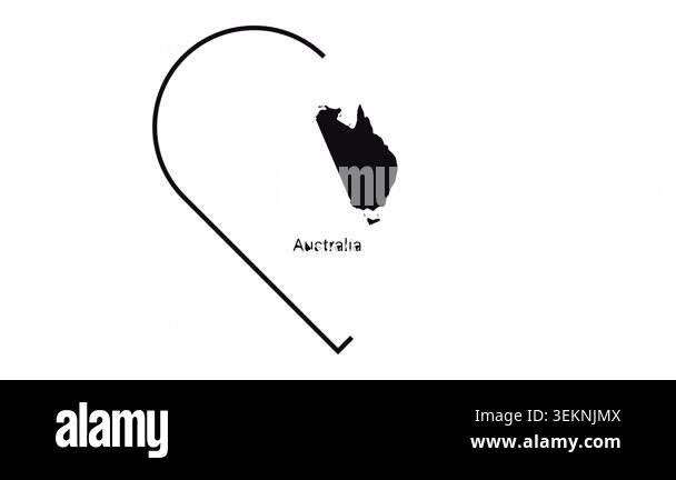 A simple black and white graphic featuring a heart shape with the map ...