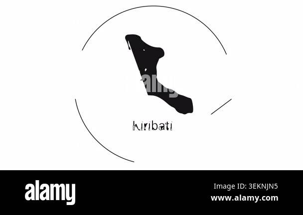 A minimalist black and white graphic featuring the outline of Kiribati ...