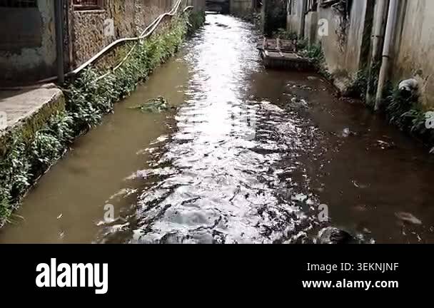 Shallow river flow with murky water Stock Video Footage - Alamy
