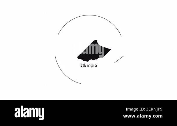 A black silhouette of the map of Ethiopia is centrally placed within a ...