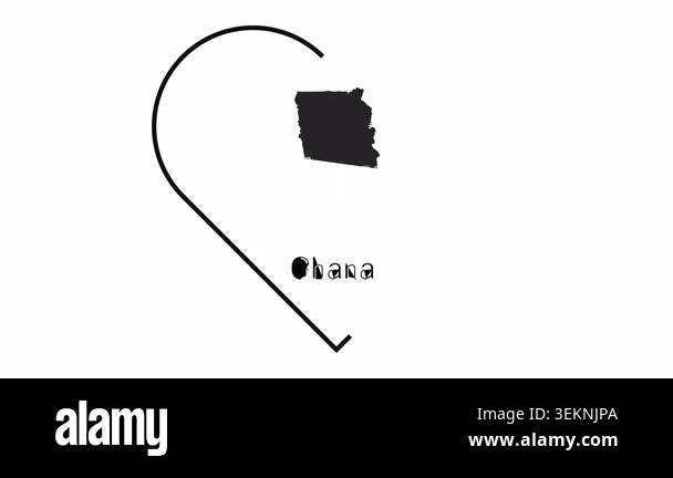 A simple graphic featuring the silhouette of Ghana within a heart shape ...