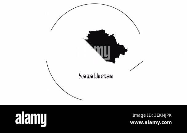 A black silhouette of the map of Kazakhstan is displayed centrally ...
