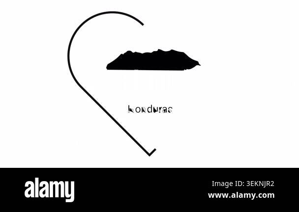 A graphic design featuring the map of Honduras in black silhouette ...