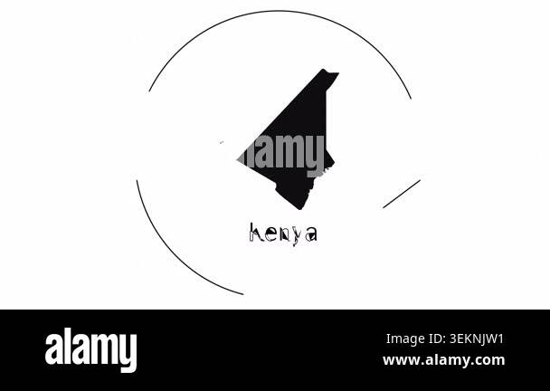 A minimalist black and white graphic featuring the outline of Kenya map ...