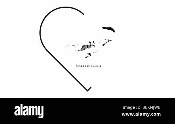 A simple black and white graphic featuring a heart outline with the map ...