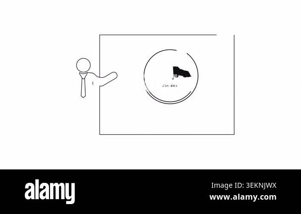 A simple line drawing shows a person pointing to a screen displaying a ...