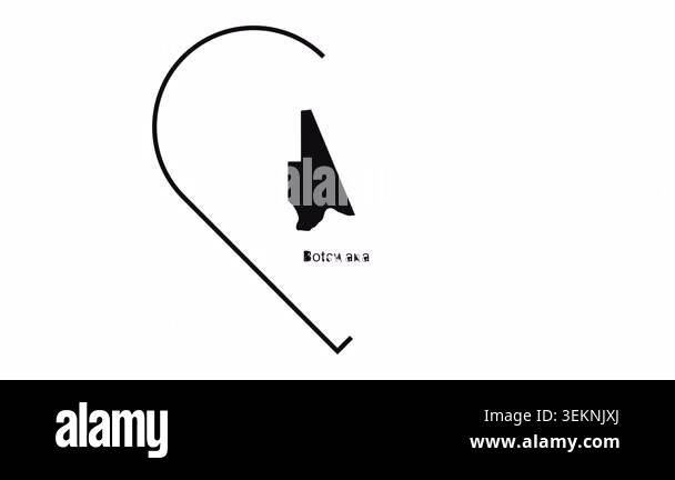 A simple graphic design featuring the map of Botswana in black ...
