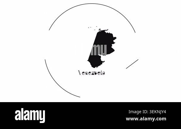 A black silhouette of the map of Venezuela is displayed centrally ...