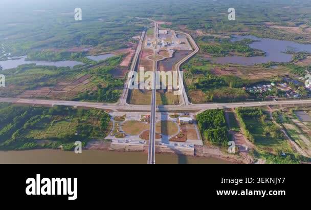Cross border highway bridge linking Northern Thailand and Laos Stock ...
