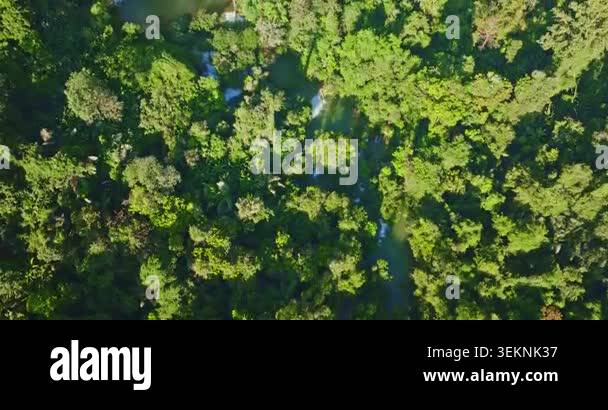 aerial view the beautiful sun shine on the mountain top of Thi Lor Su ...