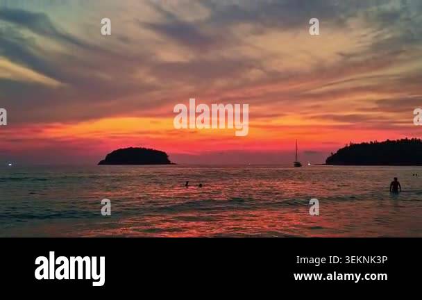 Ocean sunset landscape with vivid tropical colors Stock Video Footage ...